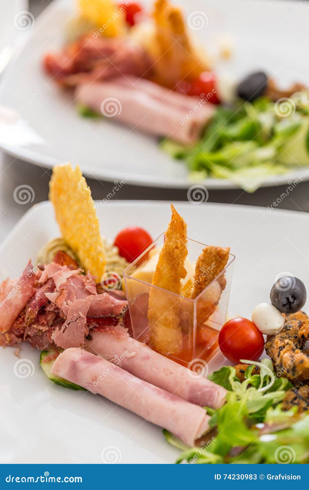 Gourmet appetizer dish stock image. Image of tomato, plate - 74230983