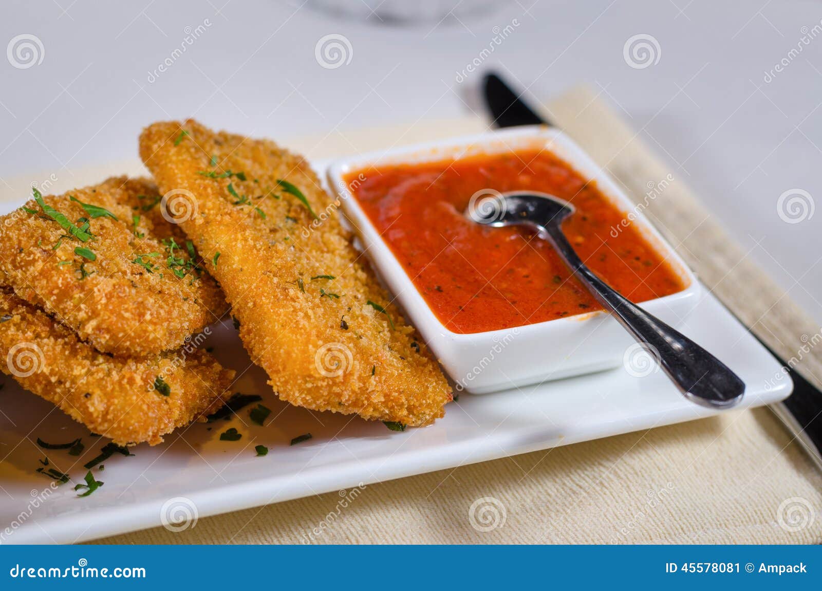 Gourmet Appetizing Recipe with Dip Sauce on Table Stock Image - Image ...