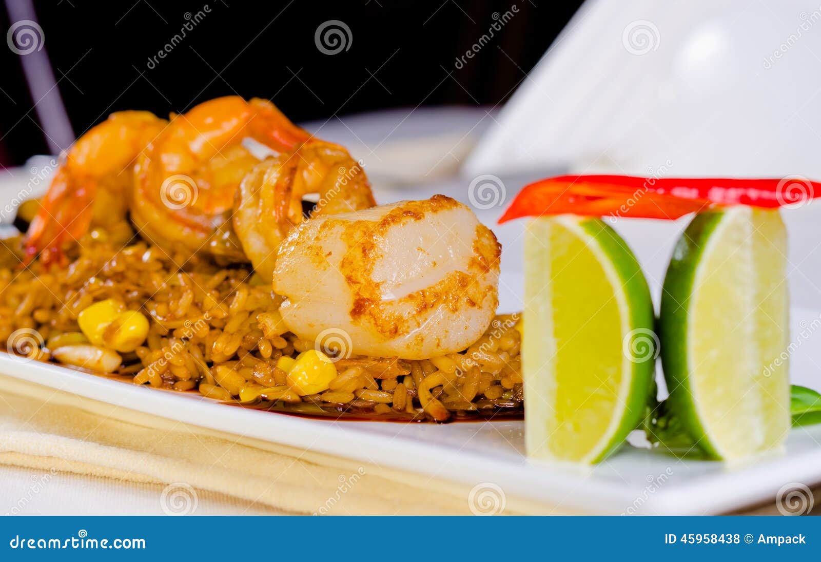 Gourmet Appetizing Rice Dish with Lemon Stock Photo - Image of chili ...
