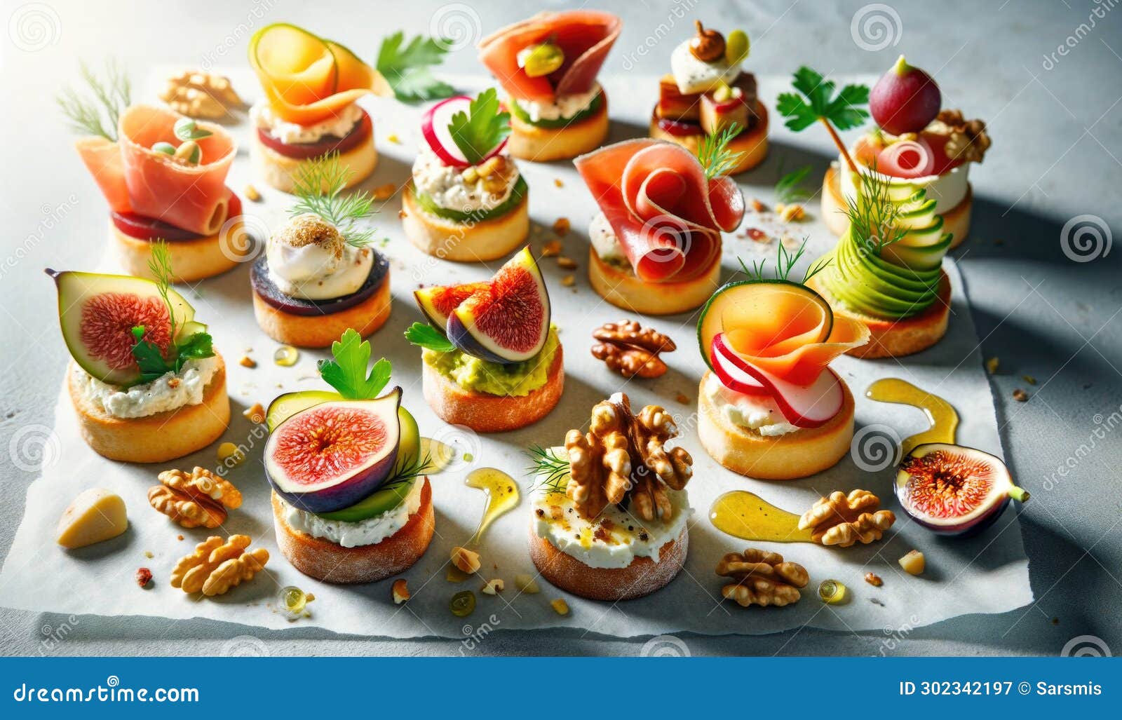 Gourmet Assorted Canape for Festive Dinner Stock Illustration ...