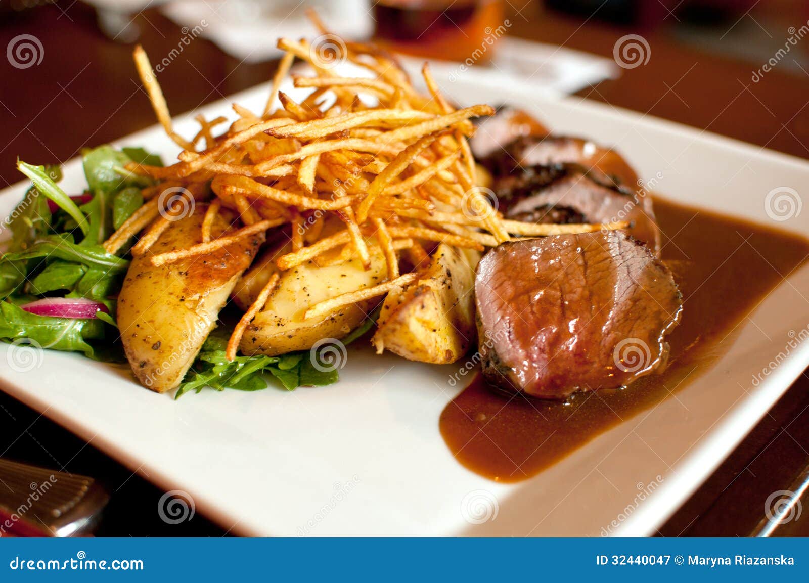Gourmet Beef Frites with Potatoes Stock Image - Image of fillet, chop ...