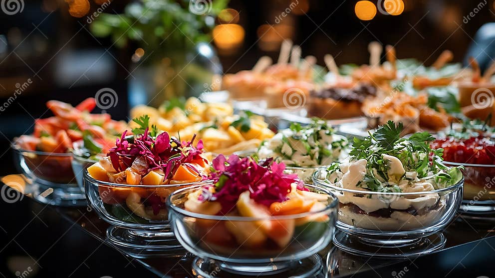 A Gourmet Buffet a Celebration of Freshness and Elegance. Stock Photo - Image of tomato, lunch ...