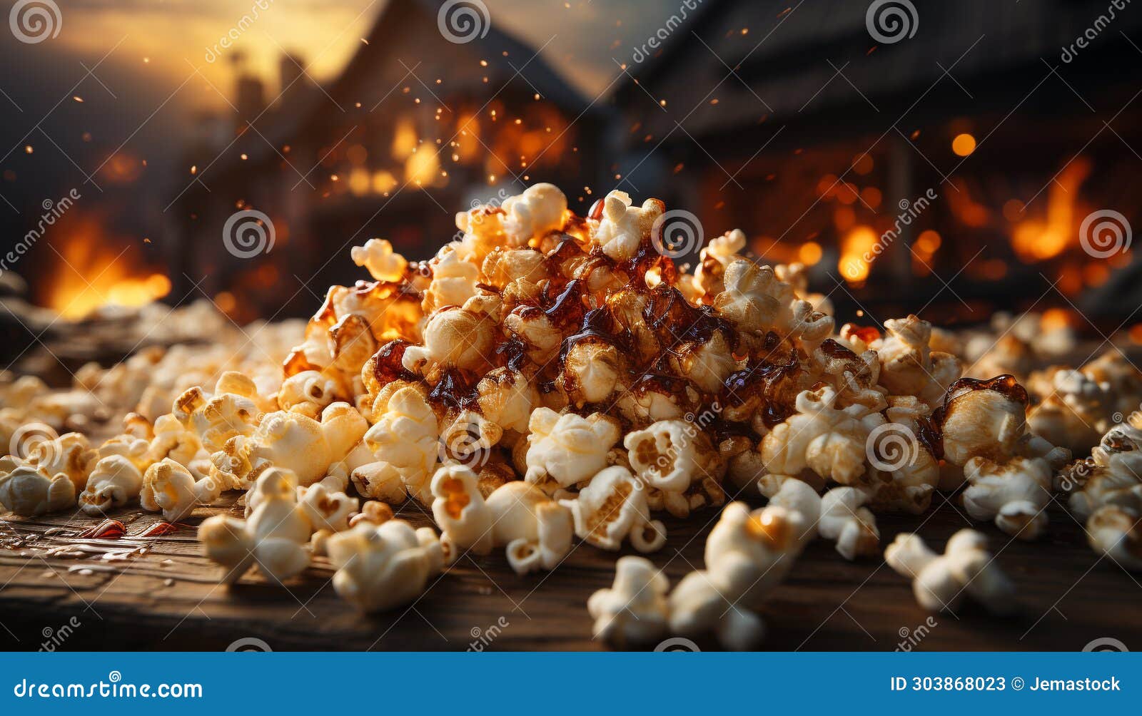 Gourmet Candy Burning on Wood, Creating Sweet Flame Generated by AI ...