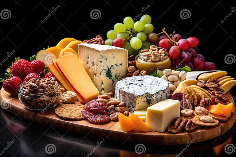 Gourmet Cheese with Crackers and Fruit Stock Photo - Image of brunch ...