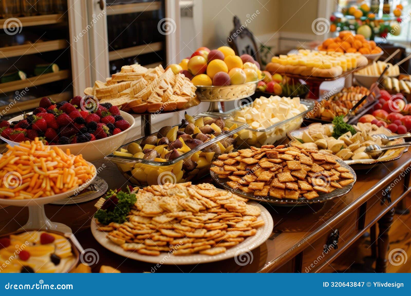 Gourmet Cheese and Fruit Buffet Spread Stock Image - Image of crackers ...