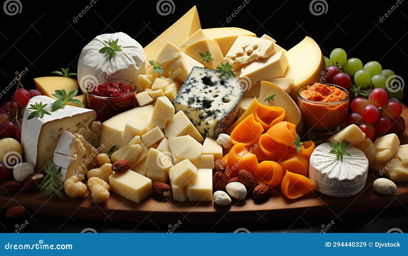 Gourmet Cheese Variations on Wooden Tray, Fresh and Healthy Generated ...