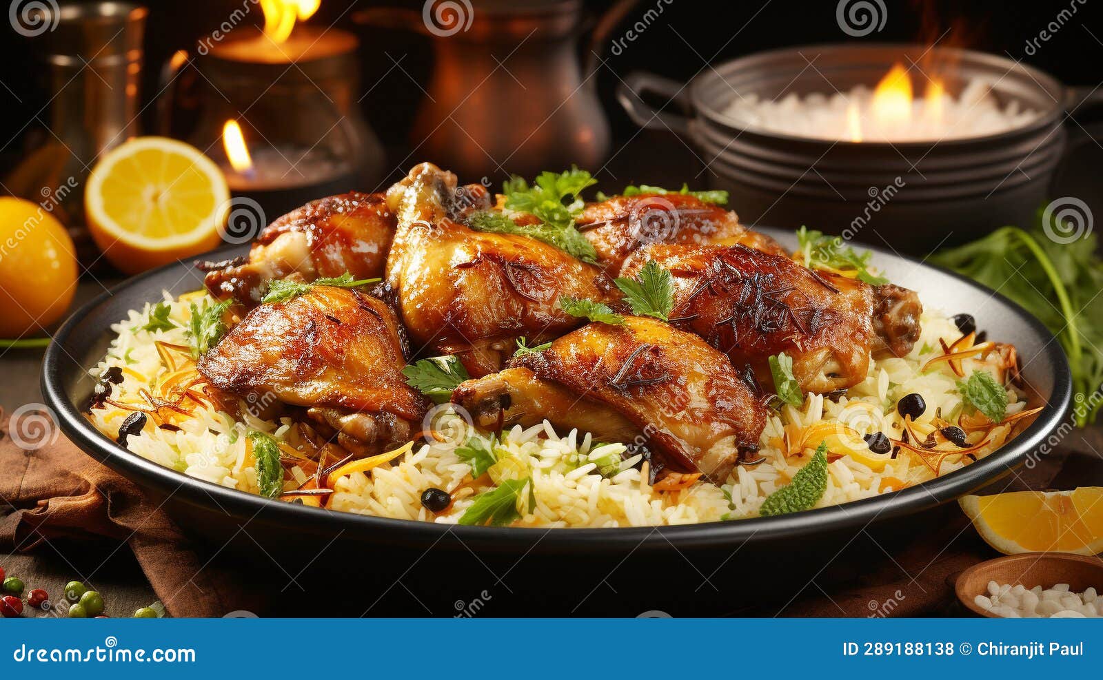 Gourmet Chicken Biryani with Steamed Basmati Rice Stock Photo - Image ...