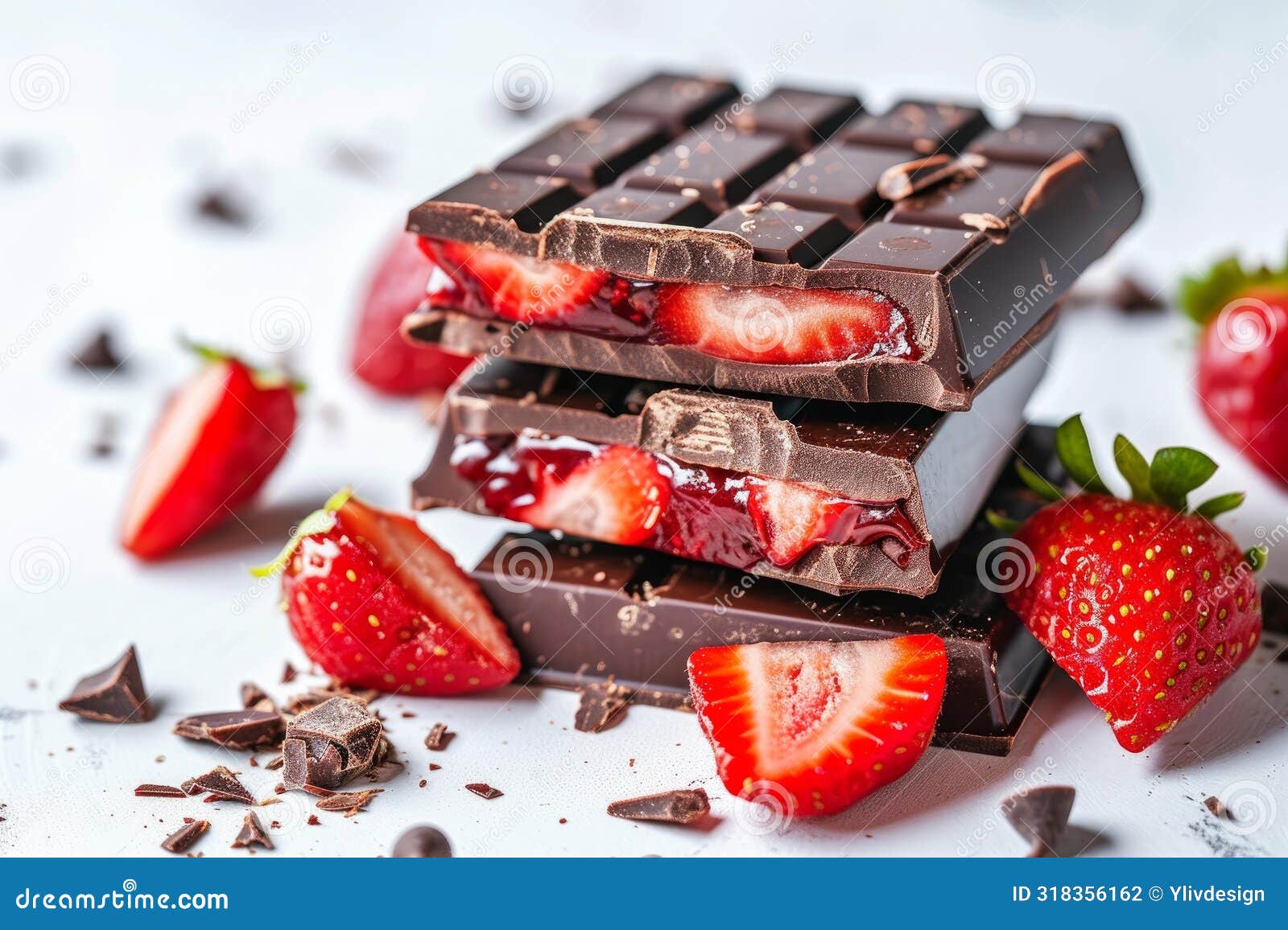 Gourmet Chocolate Bar with Strawberries Stock Photo - Image of organic ...