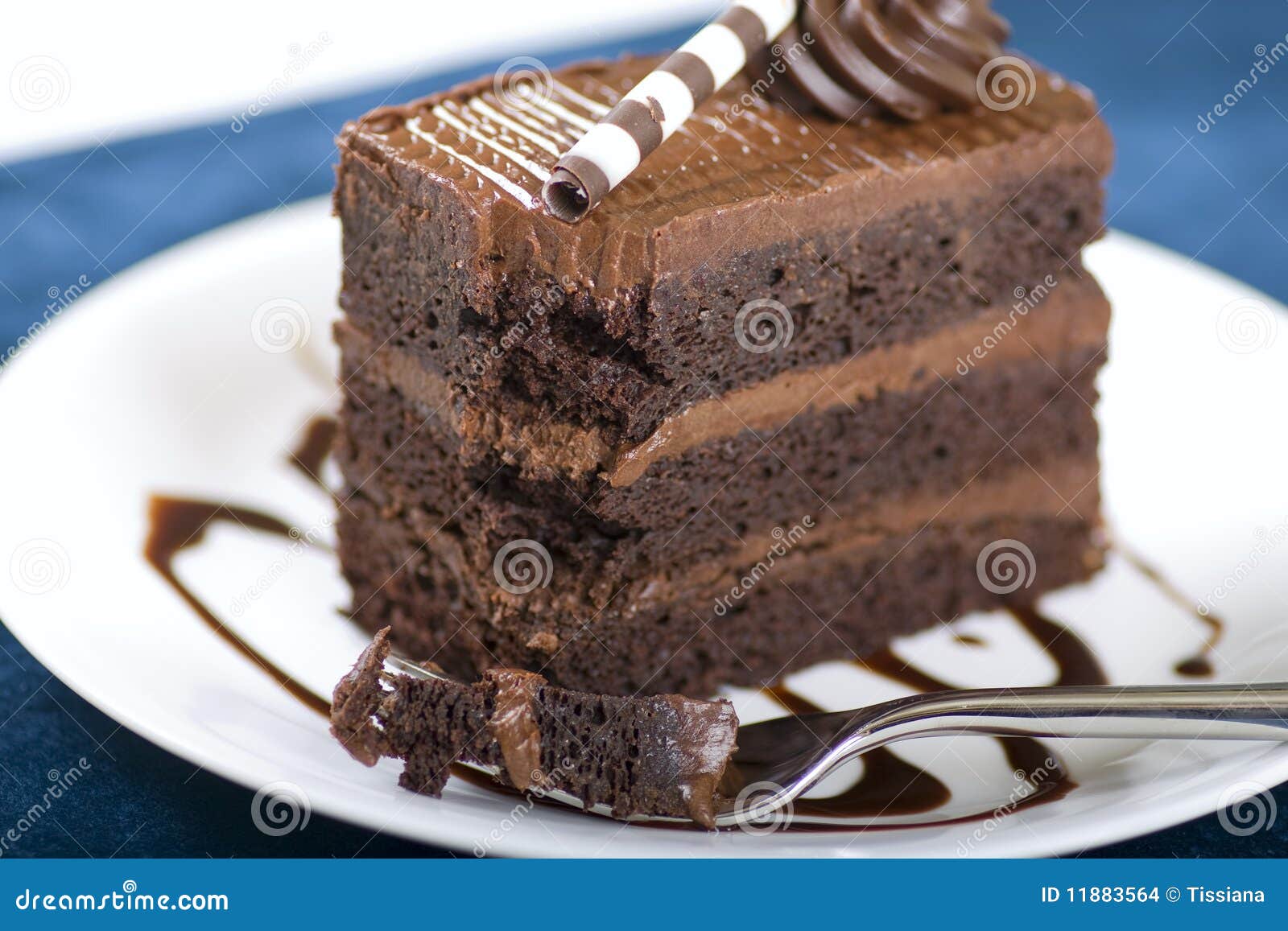 Gourmet Chocolate Cake on a Plate Stock Photo - Image of horizontal ...