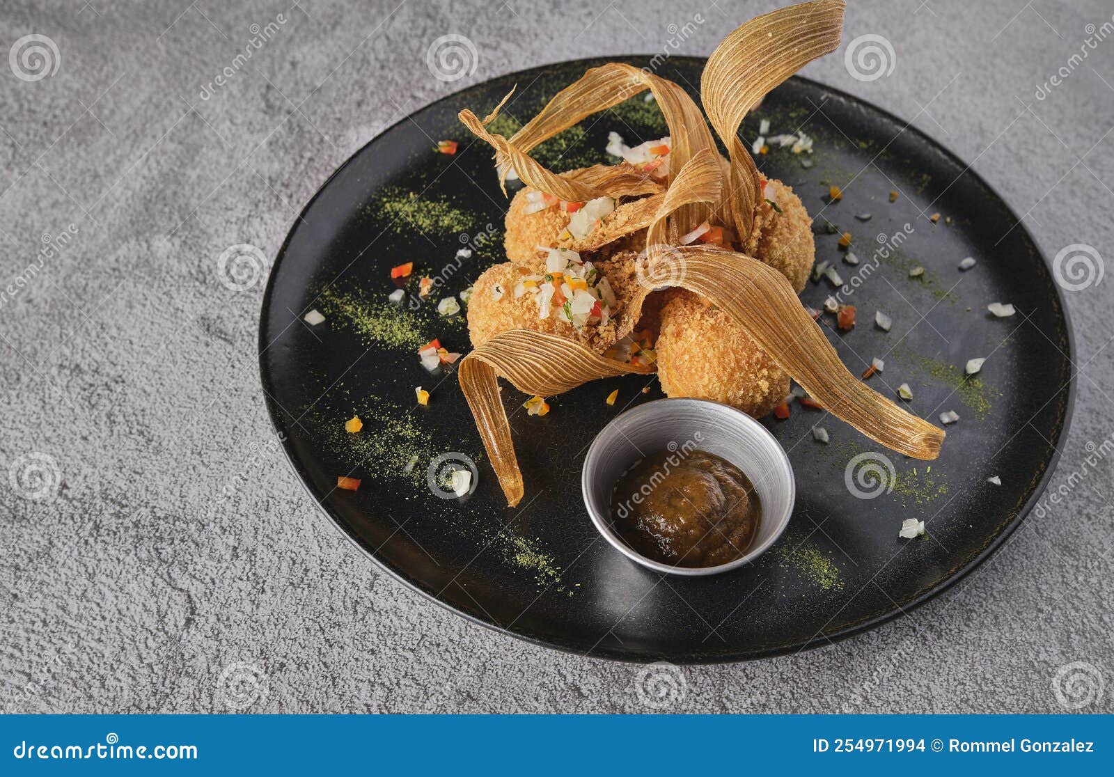 Gourmet Corn Croquettes, Delicious Peruvian Corn Balls, Selective Focus ...