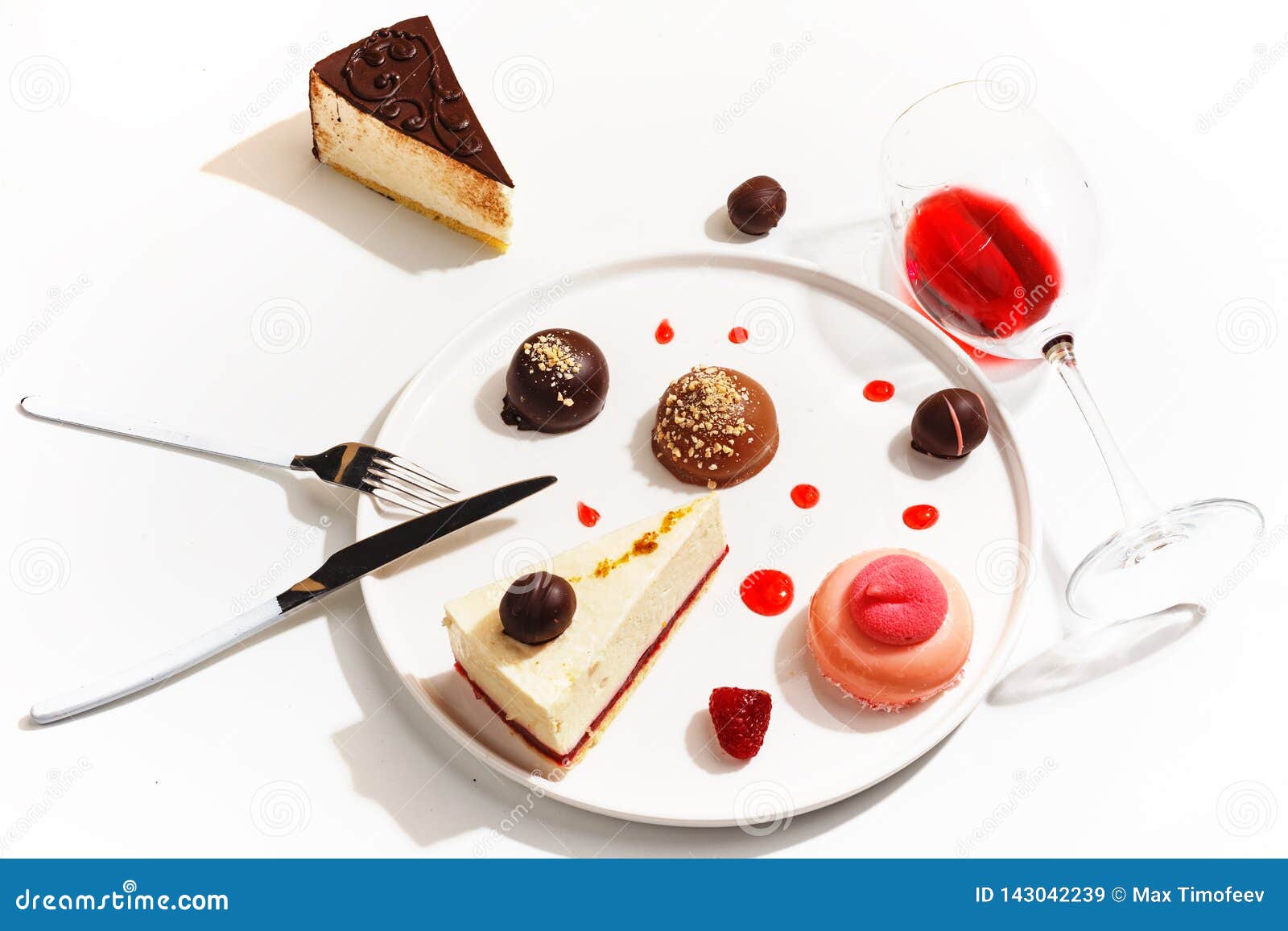 Gourmet Desserts on a White Plate. Top View Stock Image - Image of ...