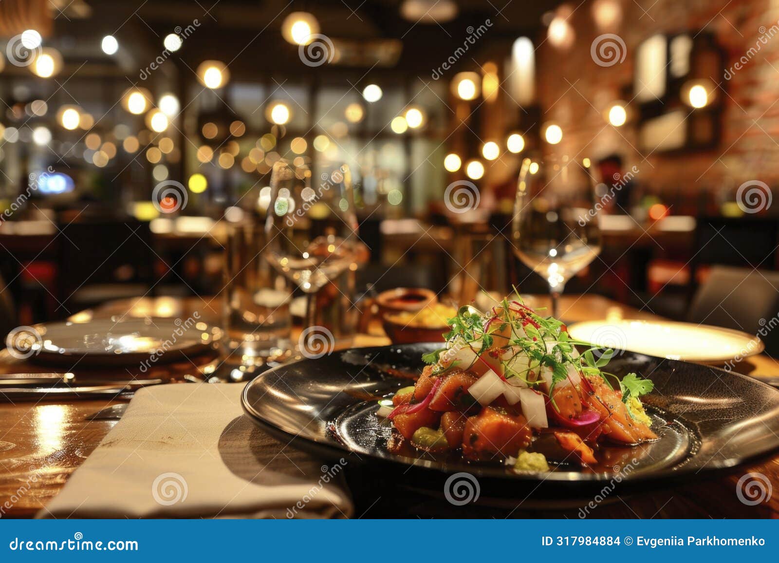 Gourmet Dining Experience, Elegant Restaurant Interior with Exquisite ...