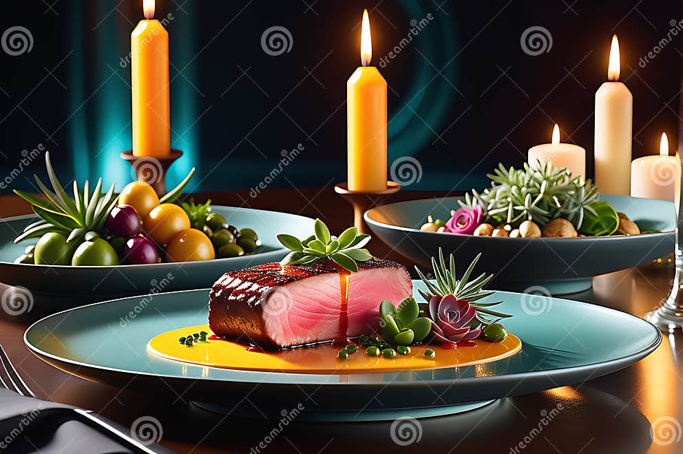 Gourmet Dish Elegantly Presented on Fine Dining Tableware - Gastronomic ...