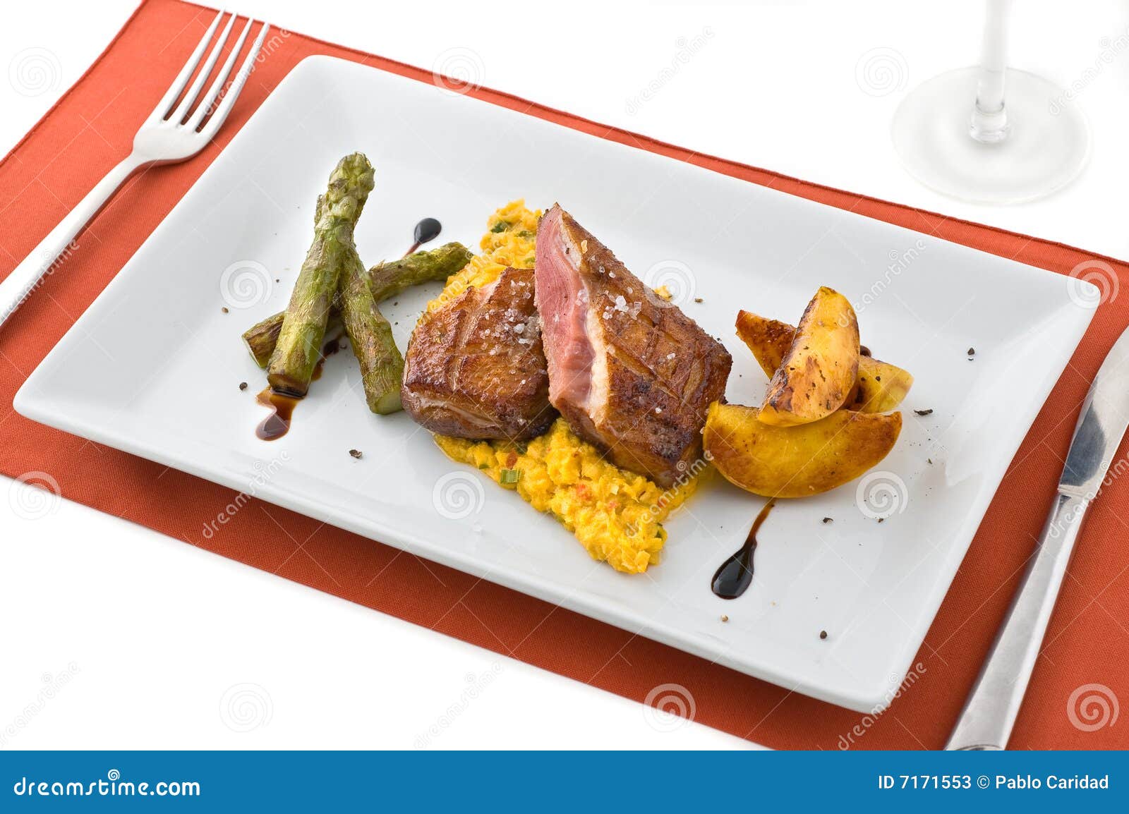 Gourmet dish with meat. stock image. Image of appetizing - 7171553