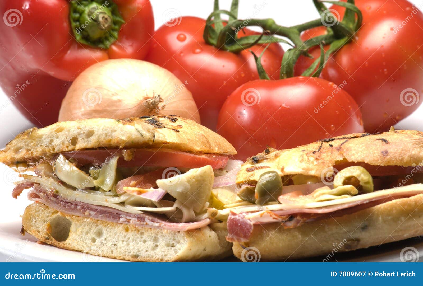 Gourmet Ham Italian Sandwich Stock Image - Image of olives, bread: 7889607
