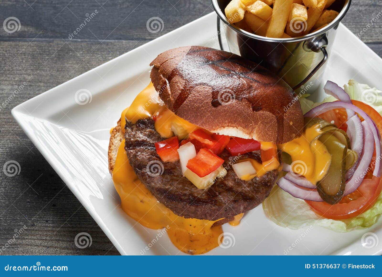 Gourmet Hamburger stock image. Image of wood, gourmet - 51376637