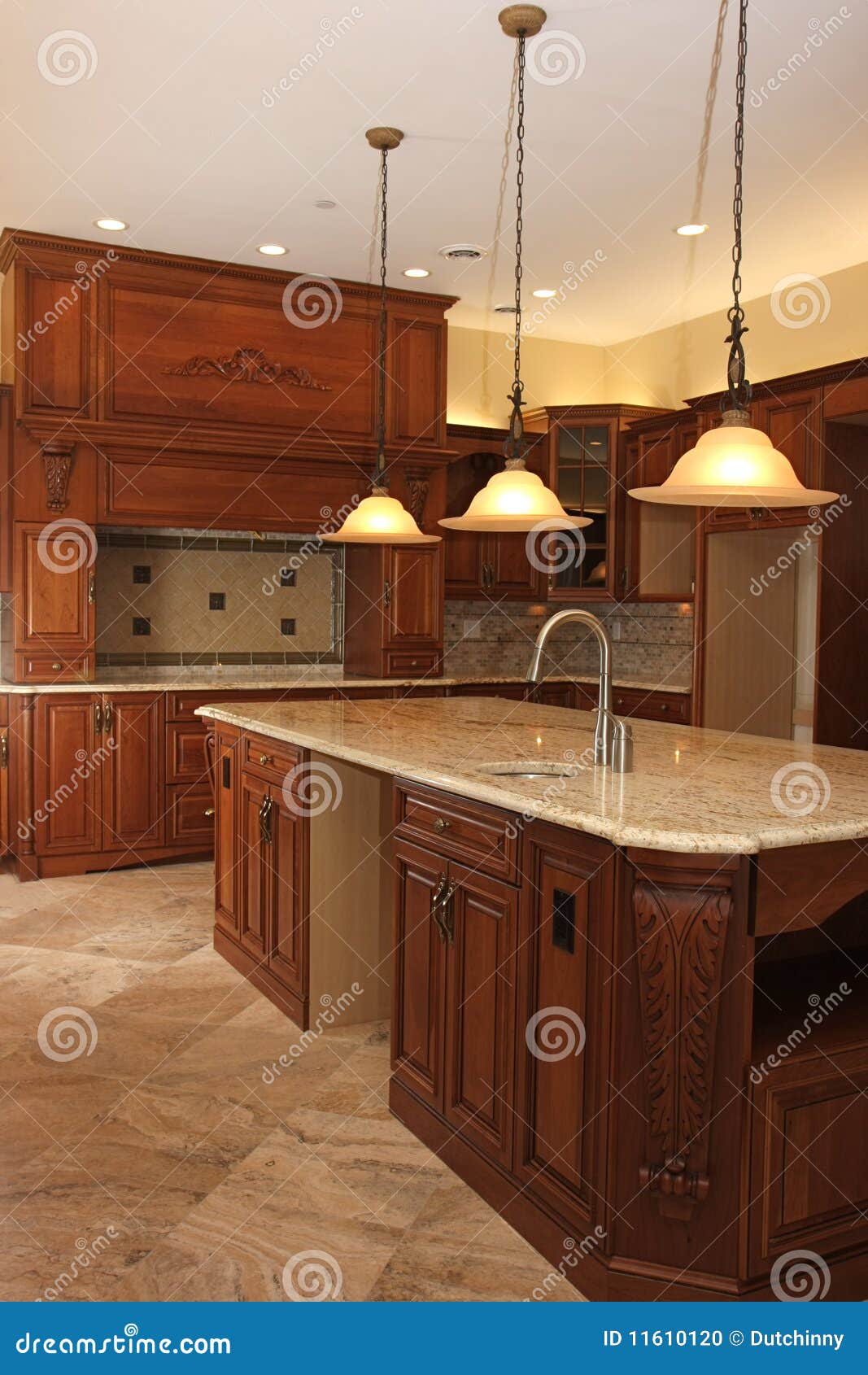 Gourmet New Kitchen Features . Modern Kitchen Interior Royalty-Free ...