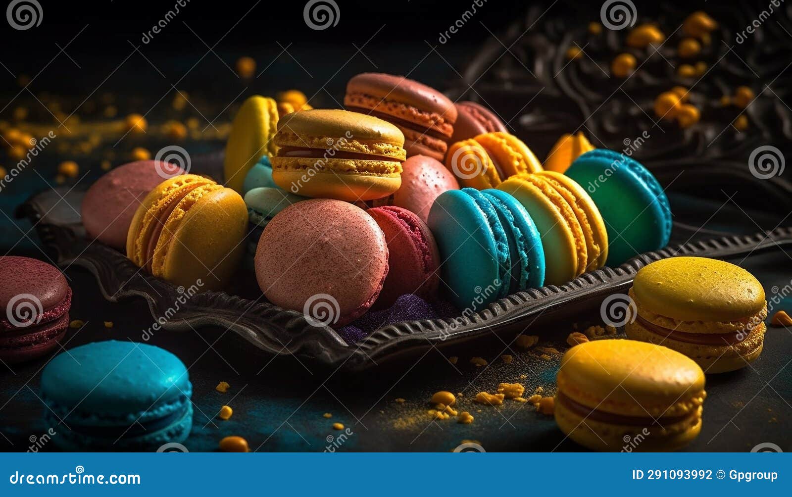 Gourmet Macaroon Stack, French Culture Sweet Indulgence Generated by AI ...