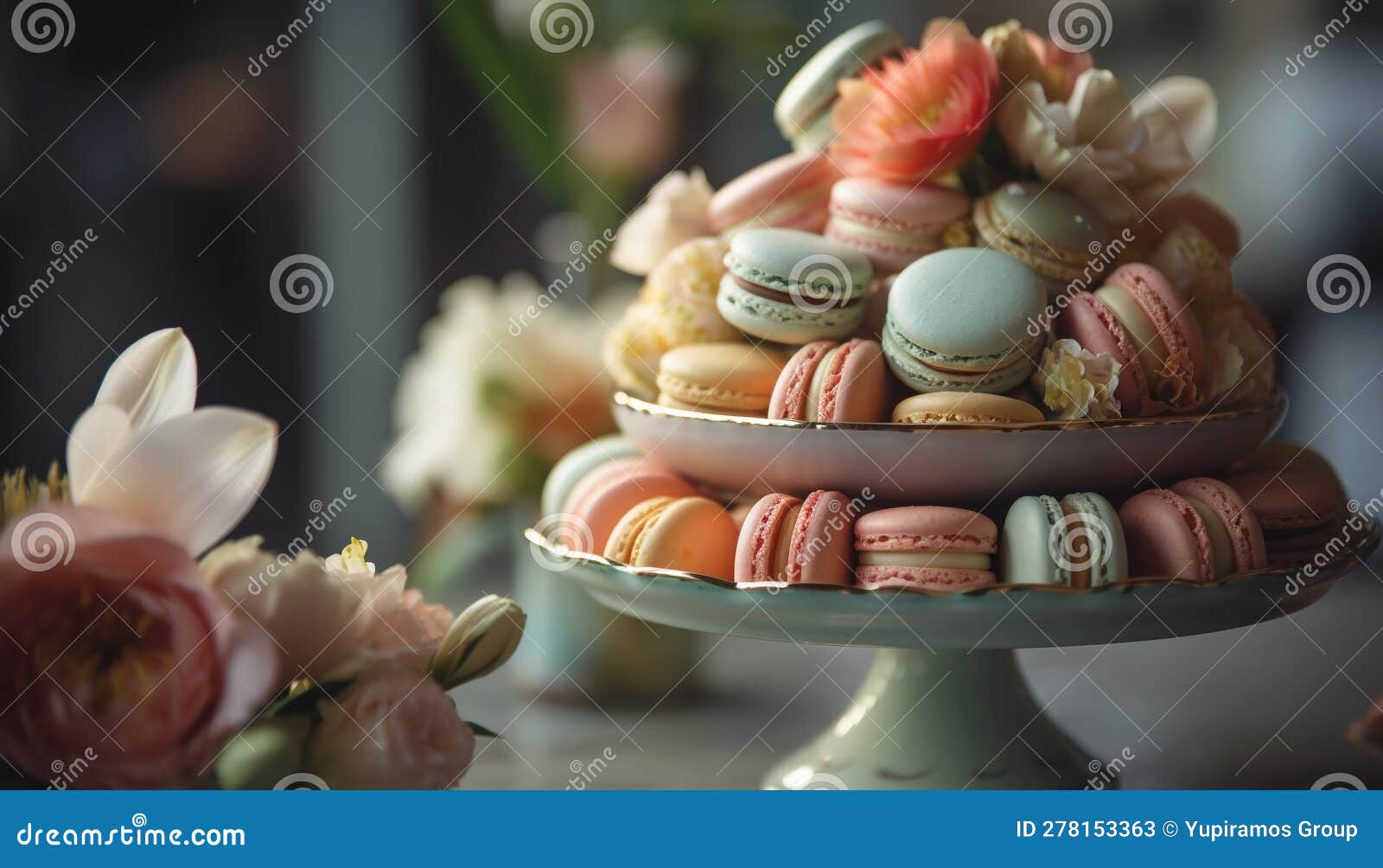 Gourmet Macaroon Stack, a French Indulgence Arrangement Generated by AI ...