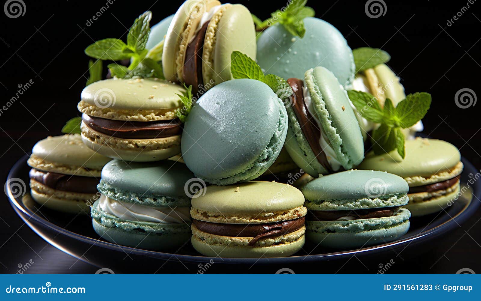 Gourmet Macaroon Stack, a Sweet French Indulgence on Pink Plate ...
