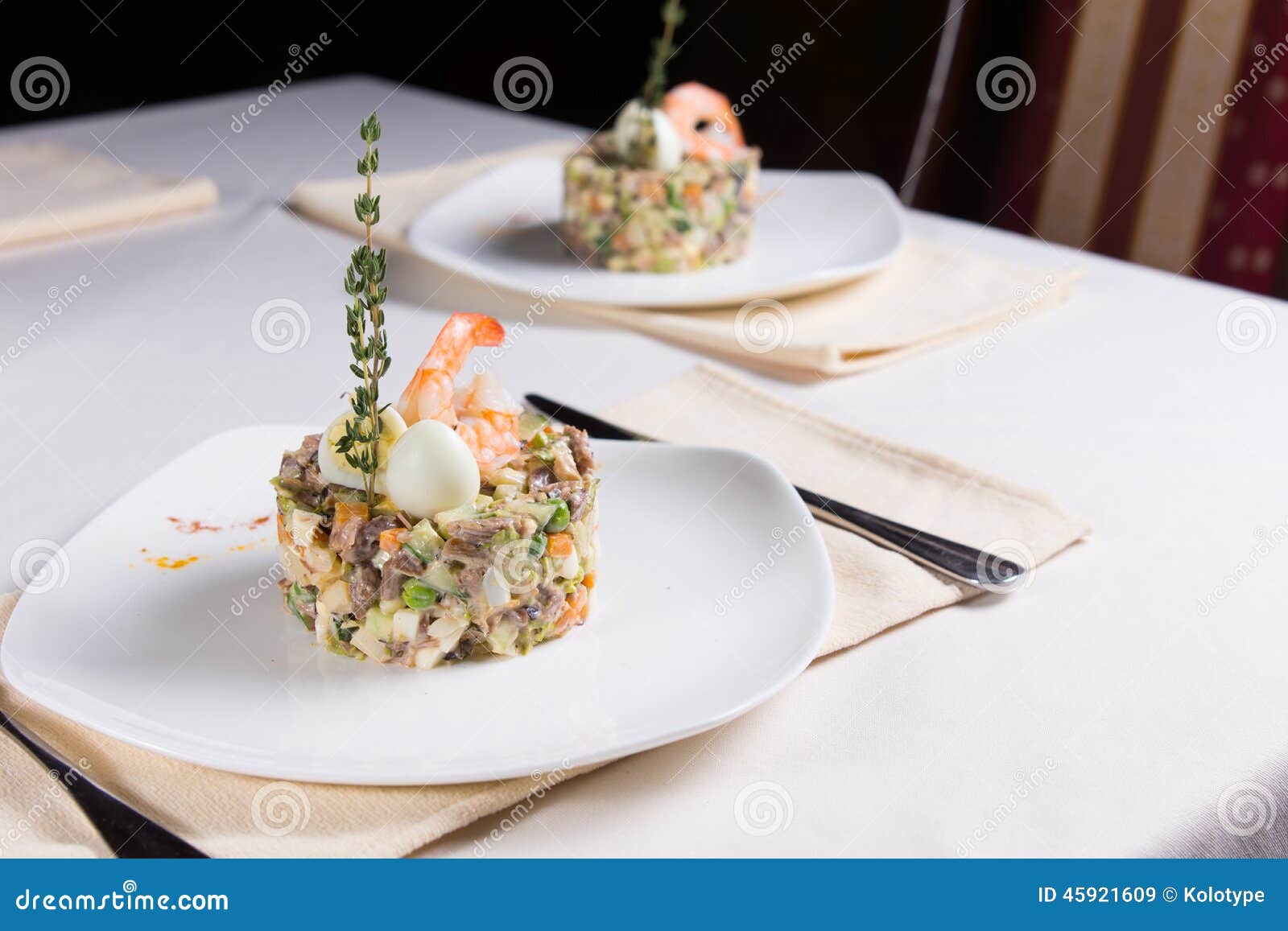 Gourmet Main Course on White Plate Stock Image - Image of diet, dine ...