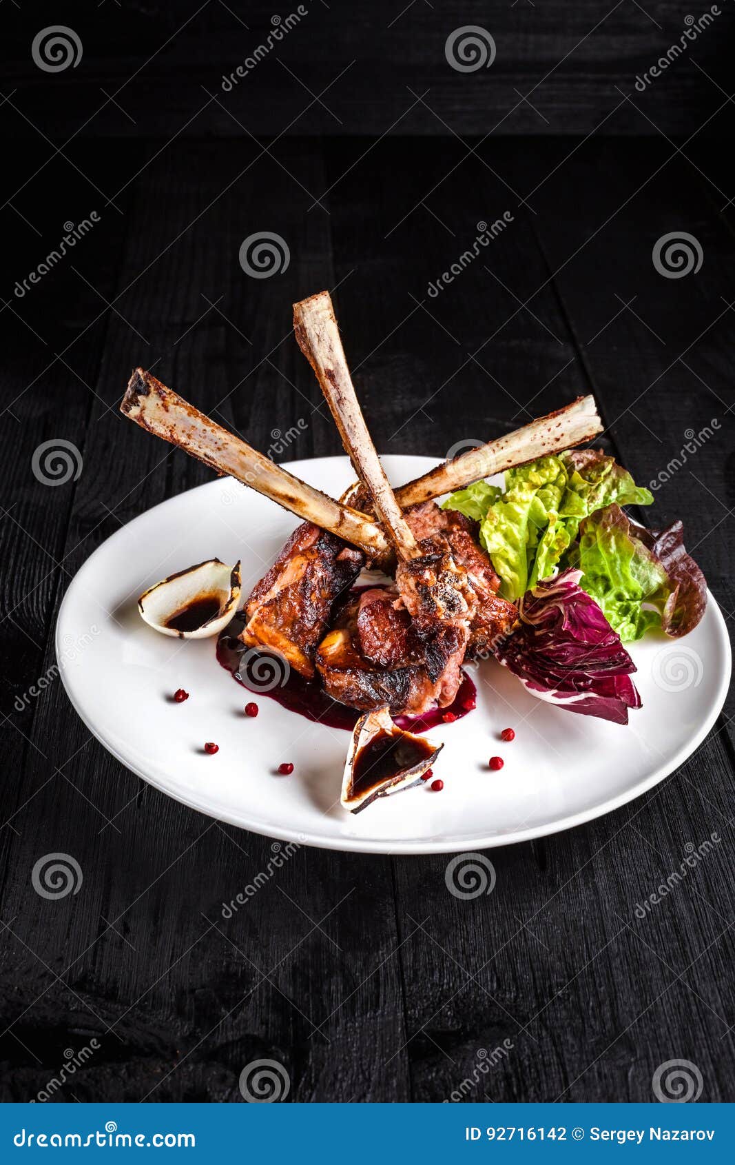 Gourmet Main Entree Course Grilled Rack Of Lamb Stock Photography ...