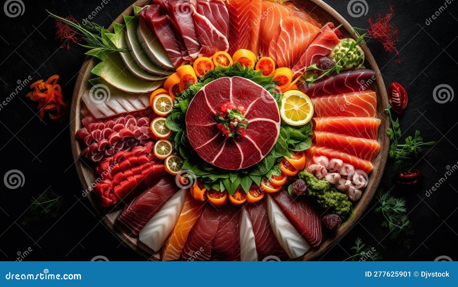 A Gourmet Meal with Fresh Meat, Vegetables, and Seafood Variations ...