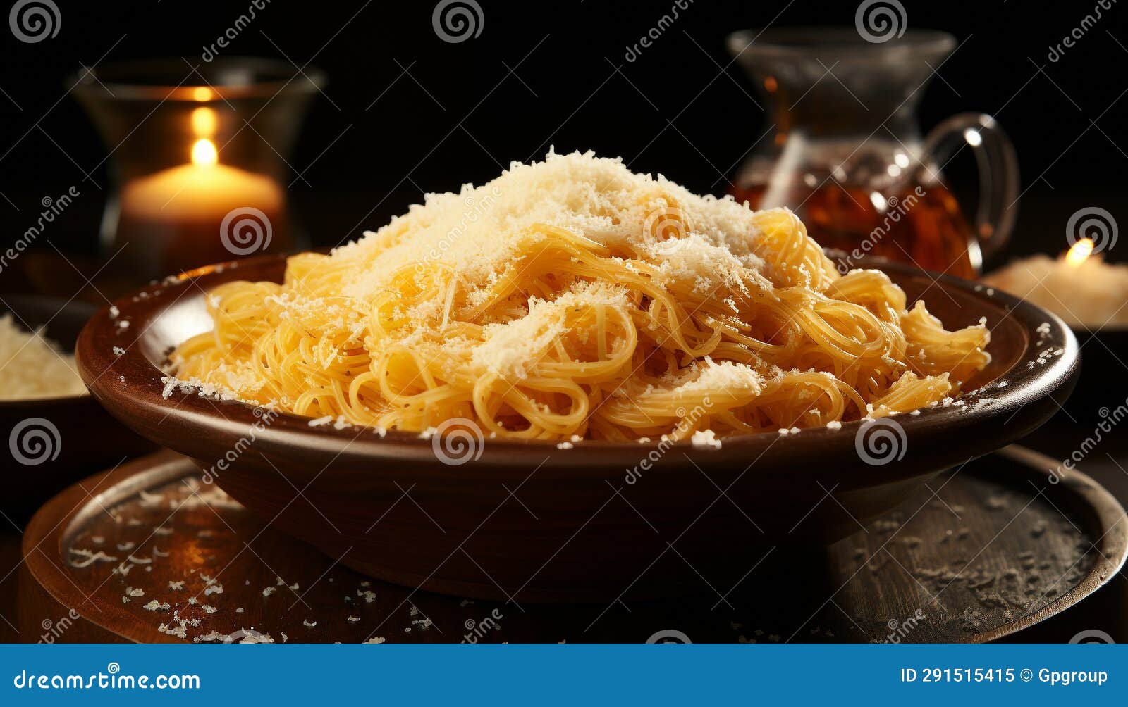 A Gourmet Meal of Pasta, Risotto, and Wine on a Rustic Table Generated ...