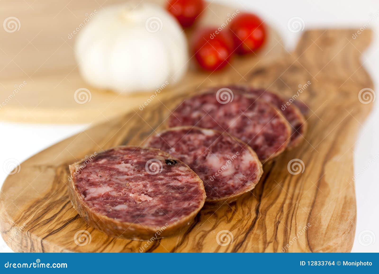 Gourmet Pepper Salami with Garlic Stock Photo - Image of pork, brown ...