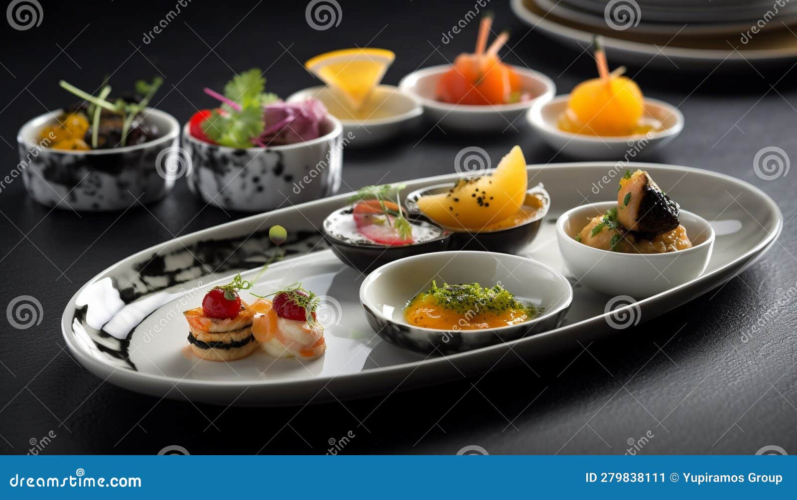 Gourmet Plate of Seafood, Meat, and Vegetable Variation for Lunch ...