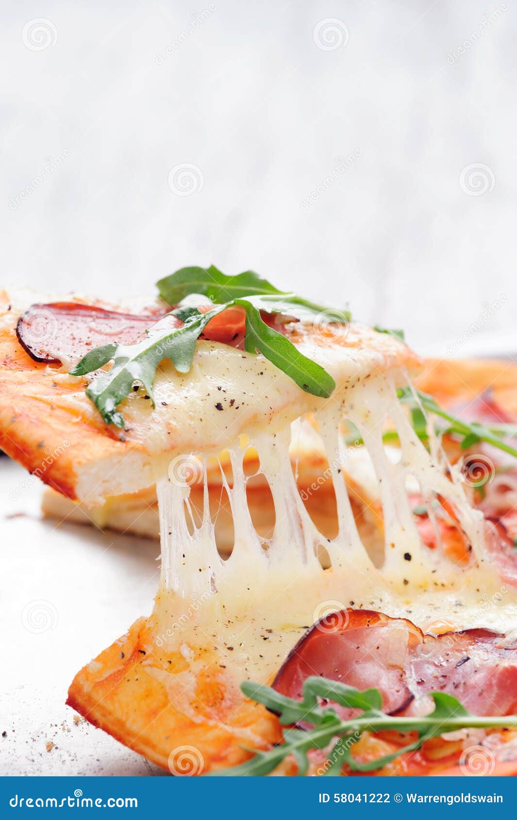 Gourmet Rustic Pizza Lifted Stock Photo - Image of junk, crust: 58041222