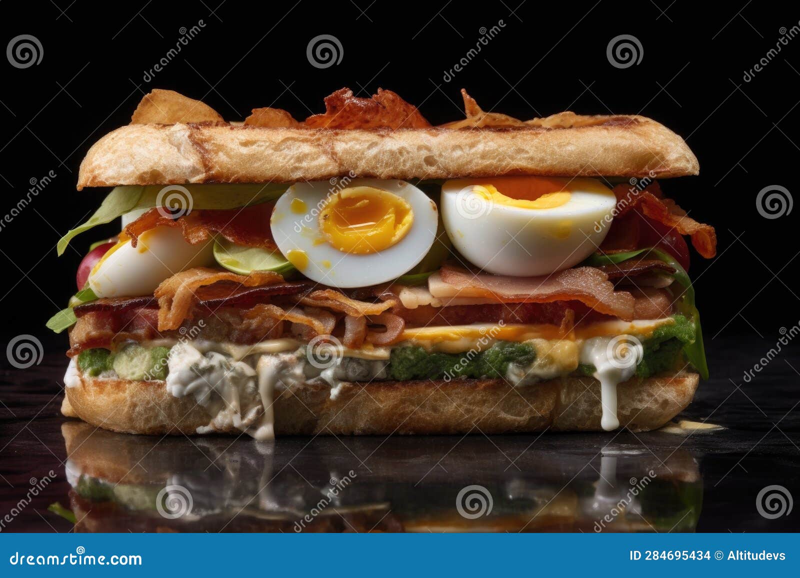 Gourmet Sandwich with Unique and Exotic Ingredients Stock Illustration ...