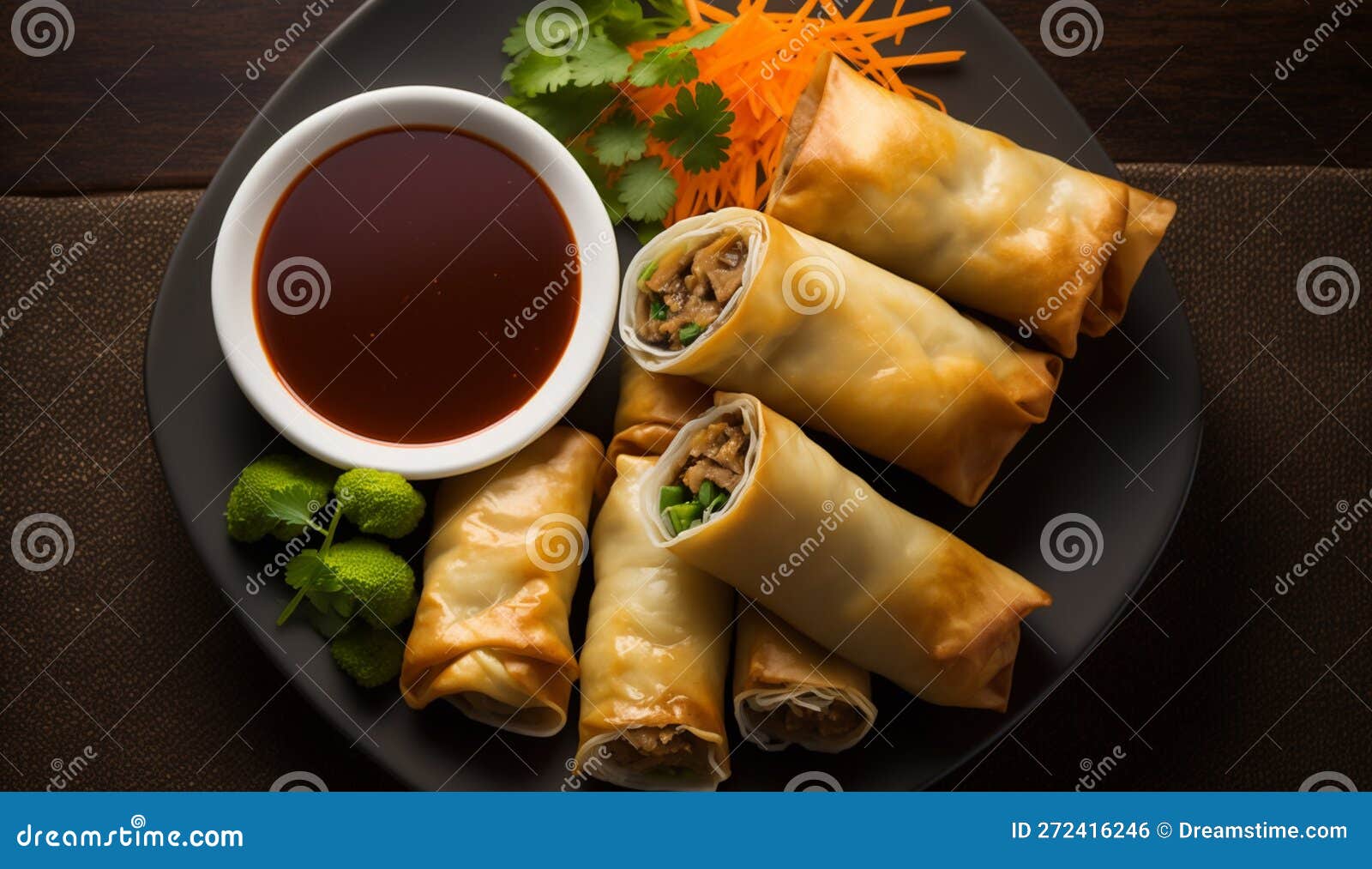 Gourmet Spring Rolls with Pork and Vegetables ,generative AI Stock ...