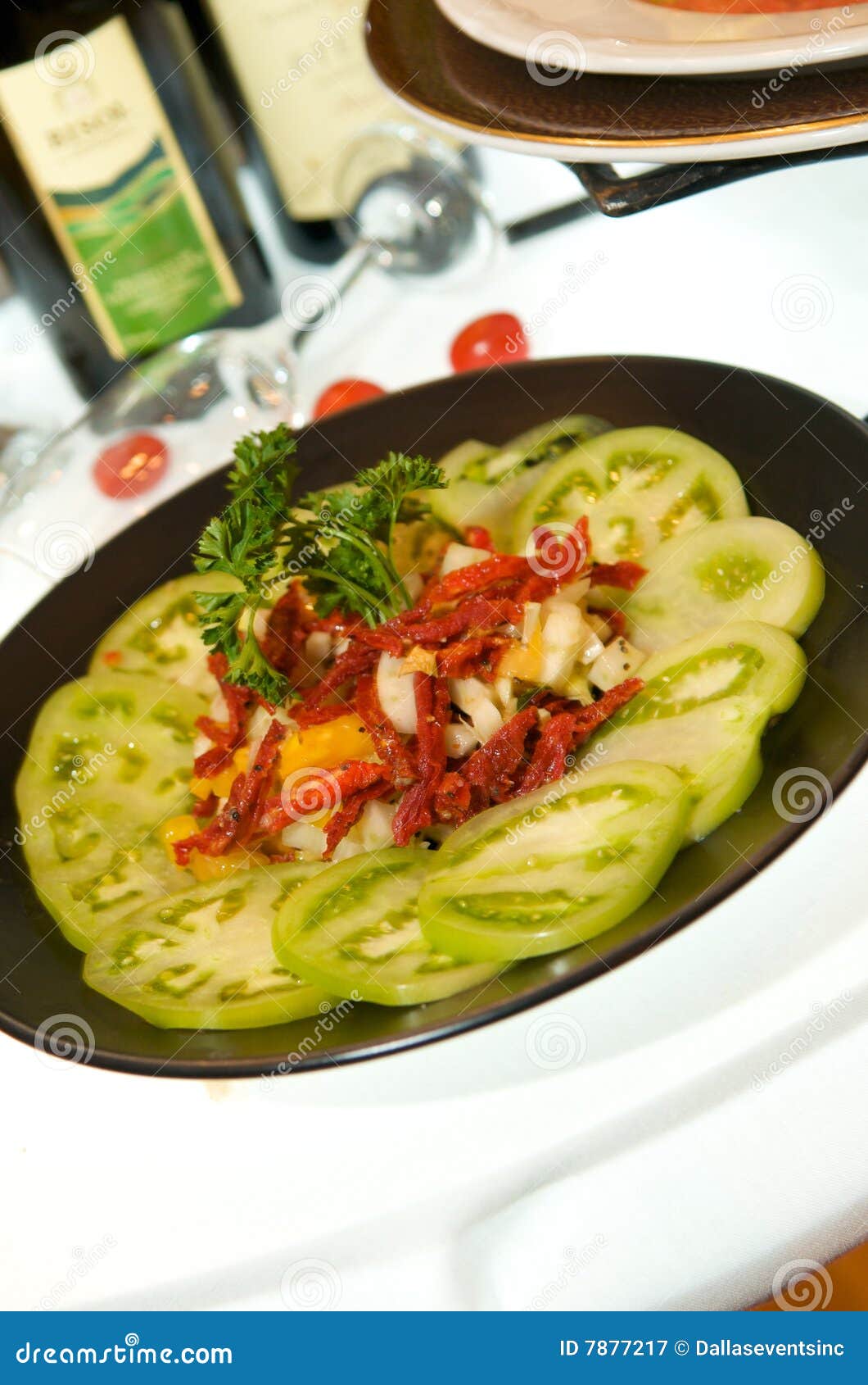 Gourmet Starter of Green Tomatoes and Chilis Stock Image - Image of ...