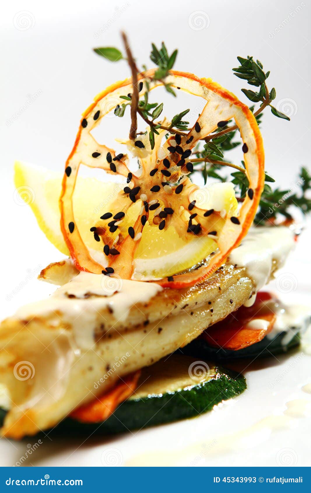 Gourmet Style Grilled Fish with Vegetables Stock Image - Image of ...