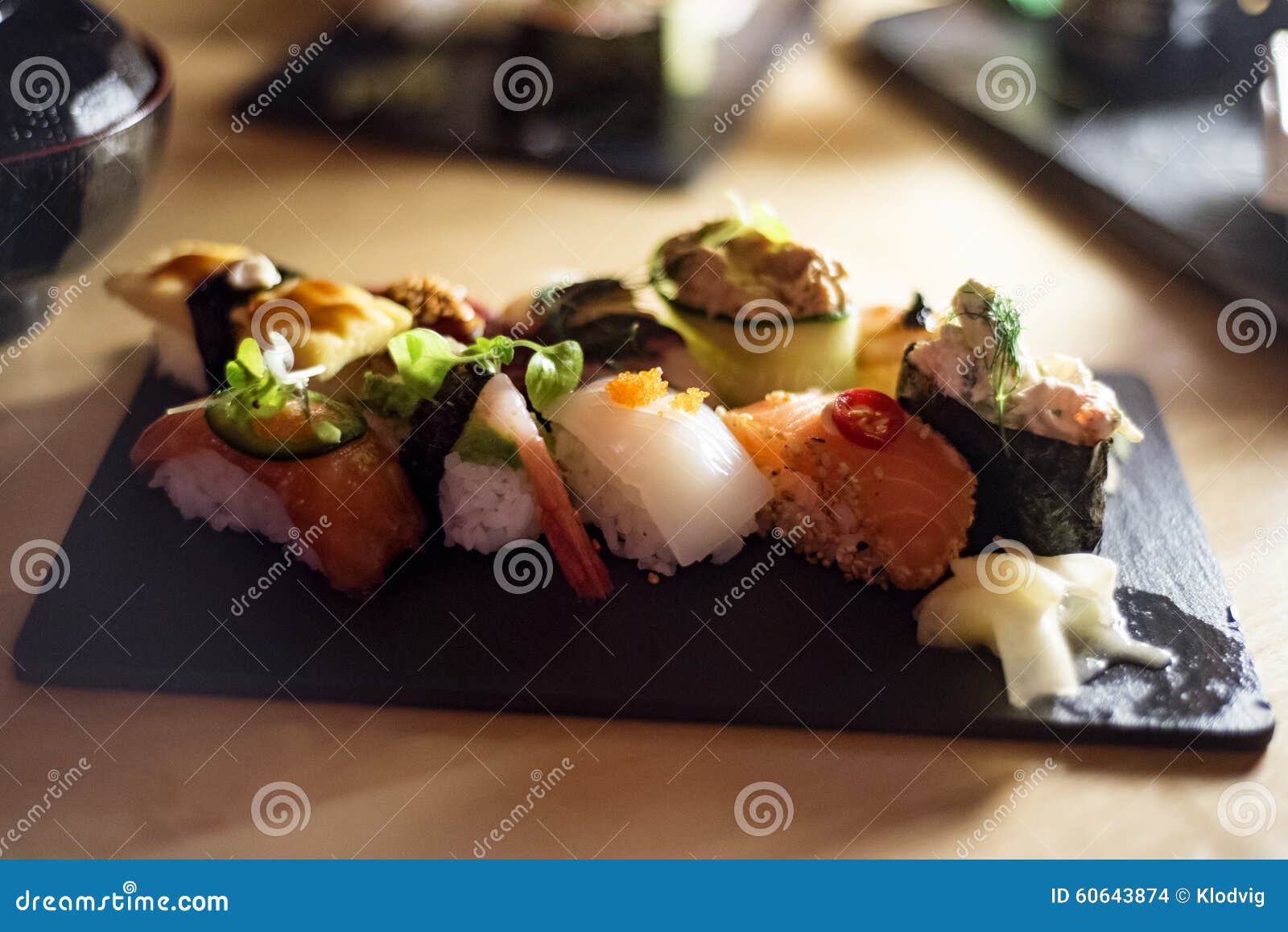 Gourmet sushi selection stock photo. Image of shrimp - 60643874