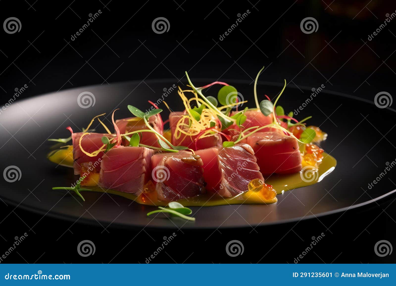 Gourmet Tuna Fish Dish on a Plate in Restaurant Stock Image - Image of ...