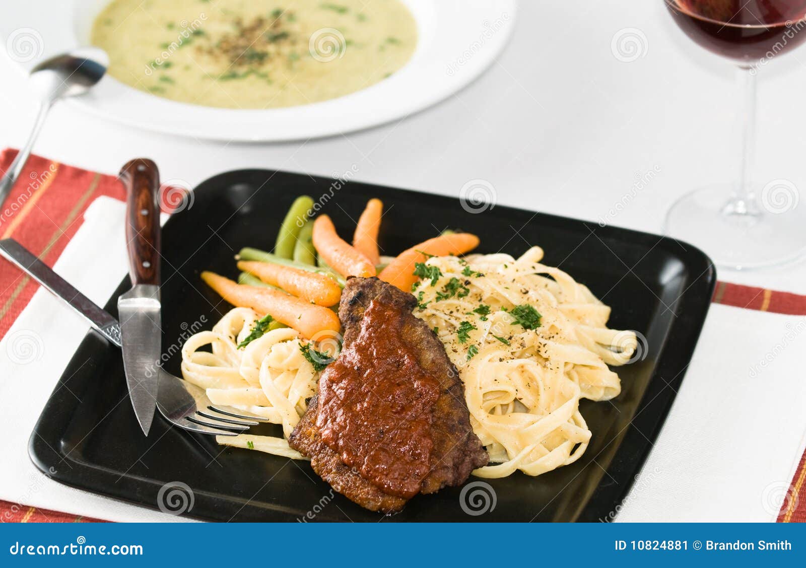 Gourmet Veal Dinner stock image. Image of linguini, broccoli - 10824881