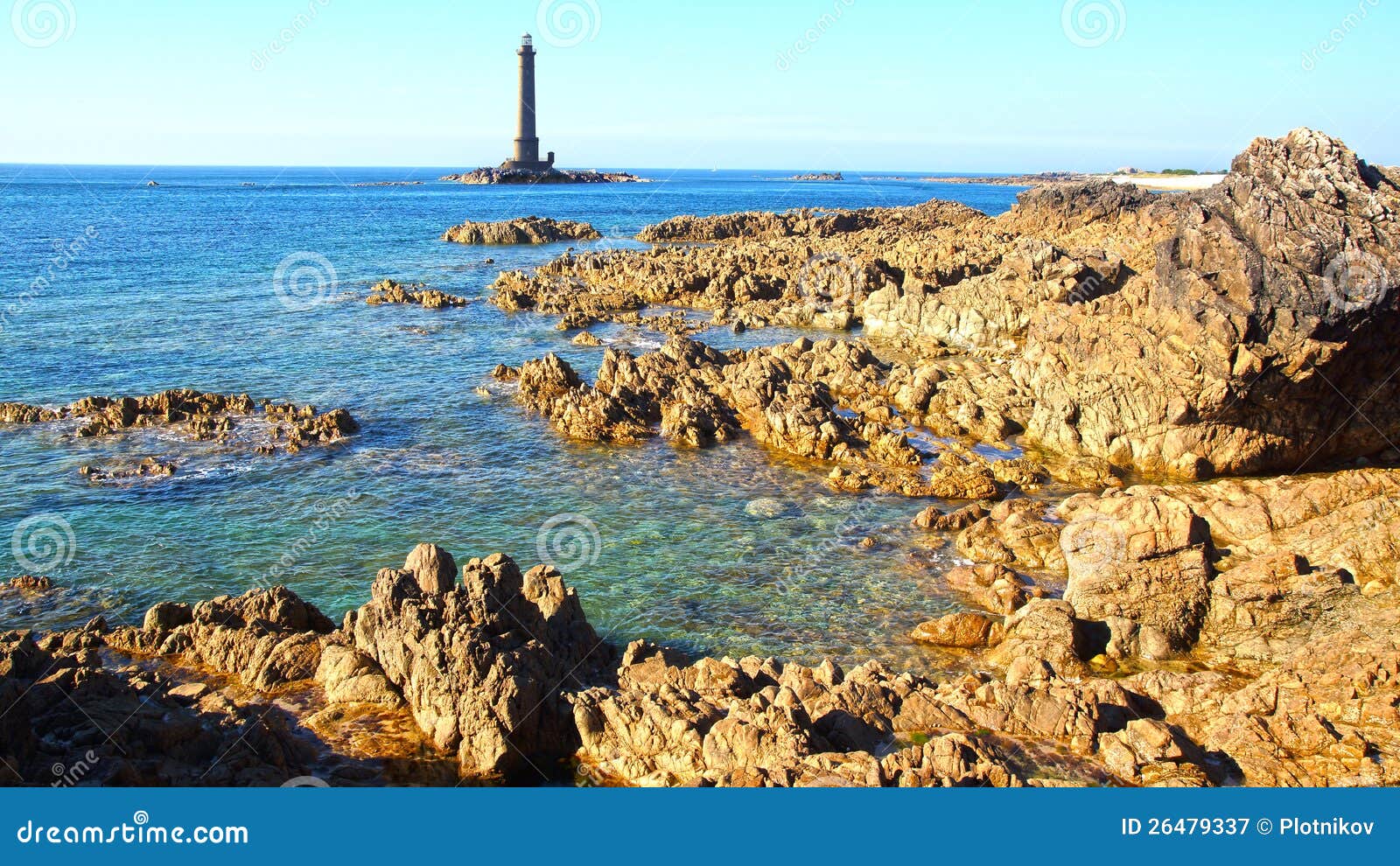 Goury Lighthouse in Normandy, France. Stock Image - Image of atlantic ...