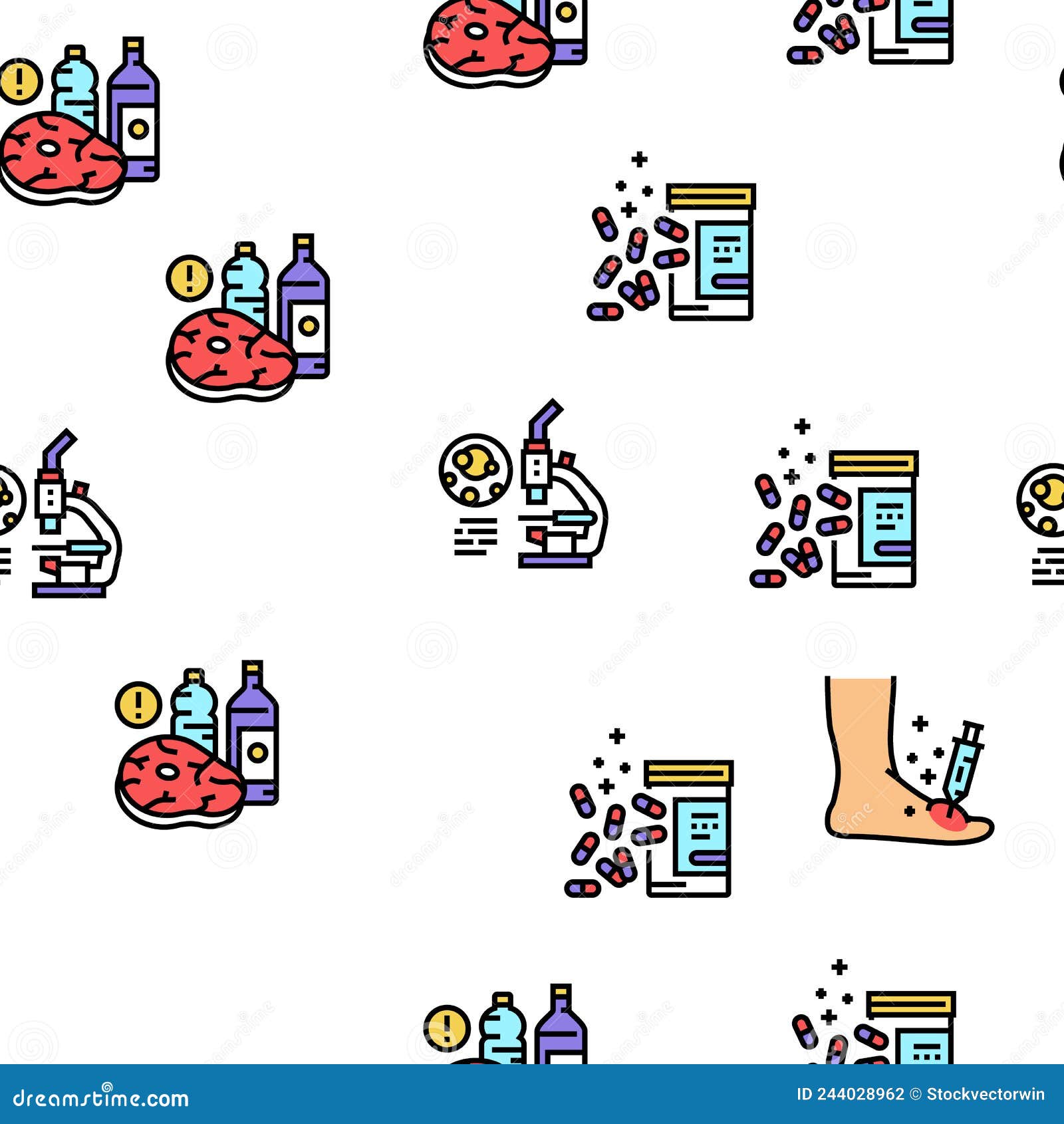 Gout Health Disease Vector Seamless Pattern Stock Vector - Illustration ...