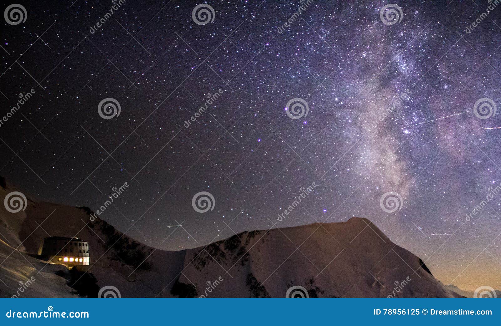 Gouter Hut Beneath the Milky Way Stock Image - Image of alps, stars ...