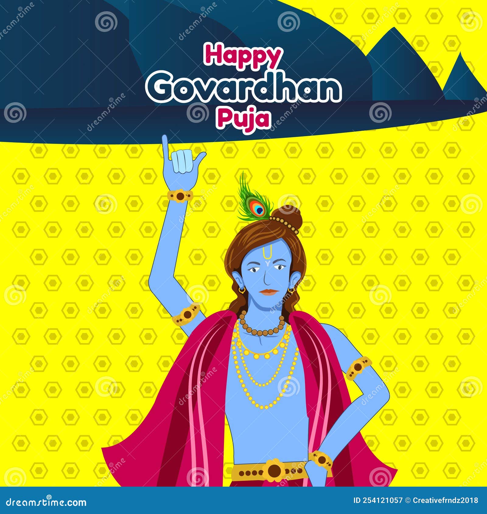 Govardhan Puja Greeting Card Vector Art | CartoonDealer.com #254121061