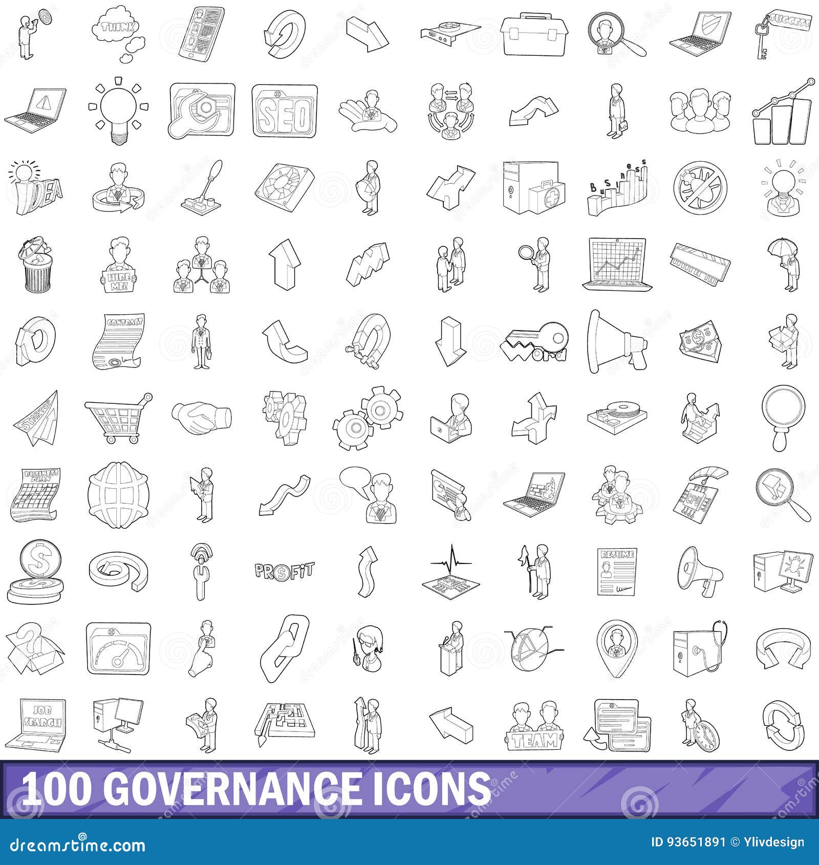 100 Governance Icons Set, Outline Style Stock Vector - Illustration of ...