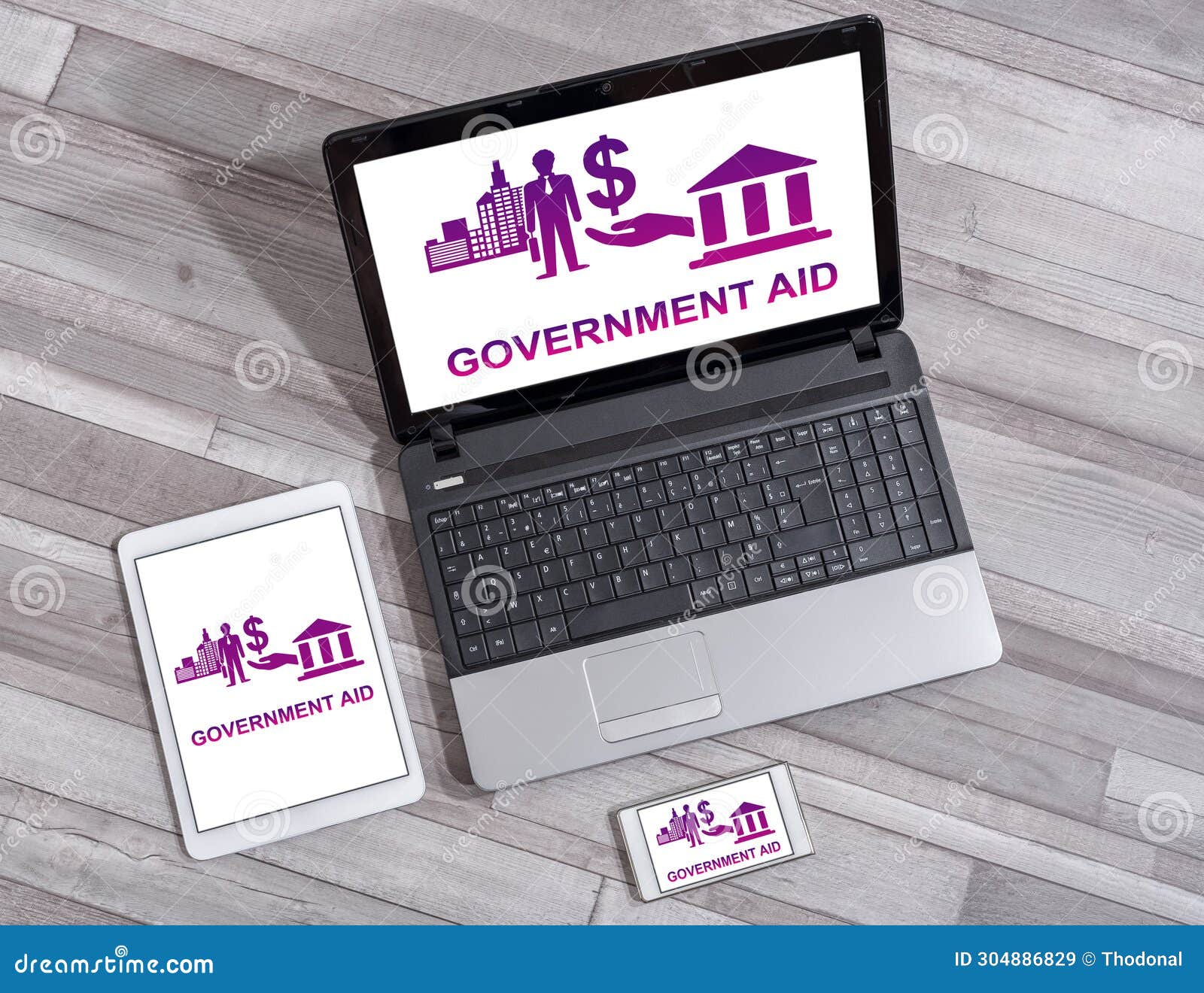 Government Aid Concept on Different Devices Stock Image - Image of ...