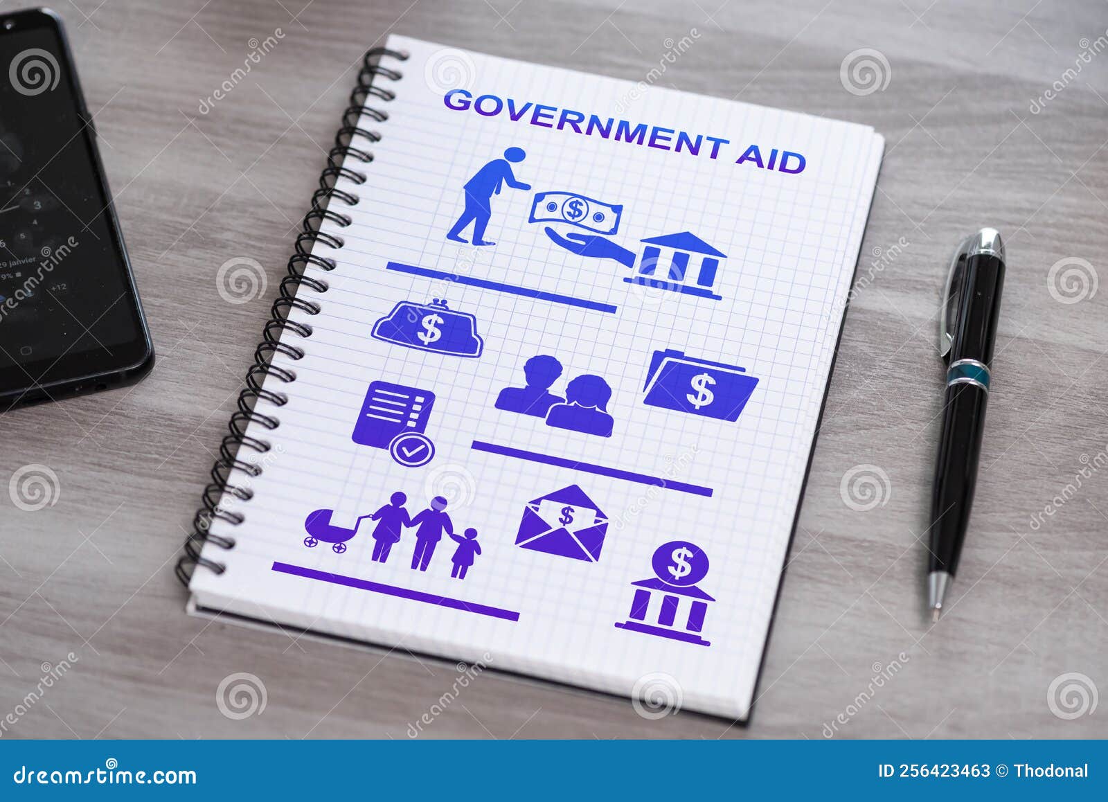 Government Aid Concept on a Notepad Stock Image - Image of economical ...
