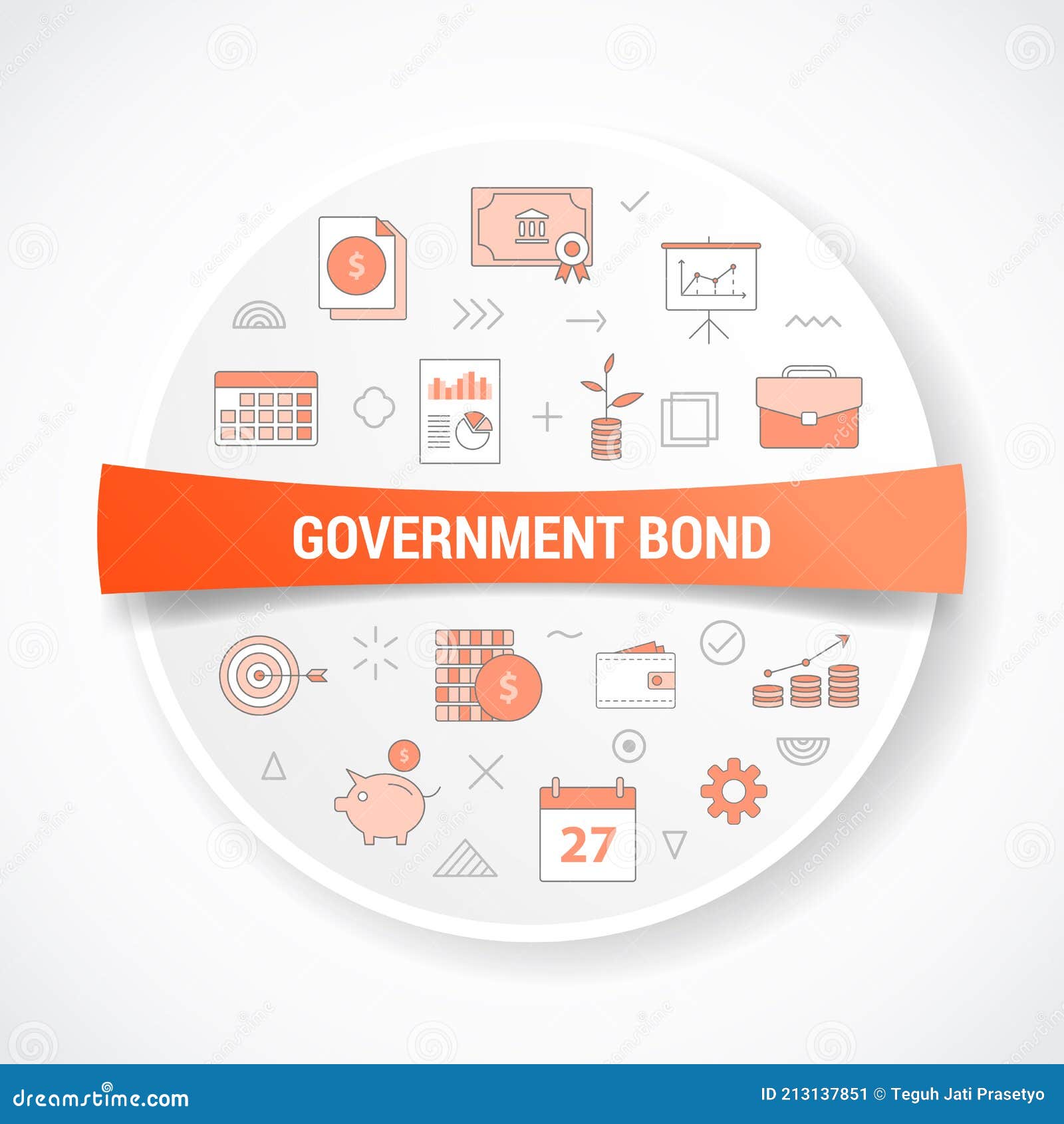 Government Bond Concept with Icon Concept with Round or Circle Shape ...