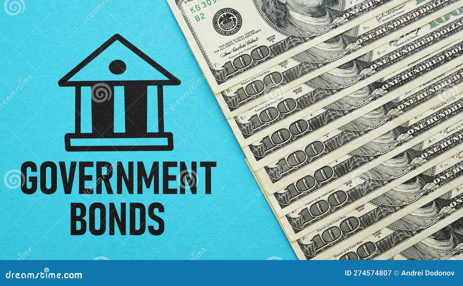 Government Bonds are Shown Using the Text and Photo of Dollars Stock ...
