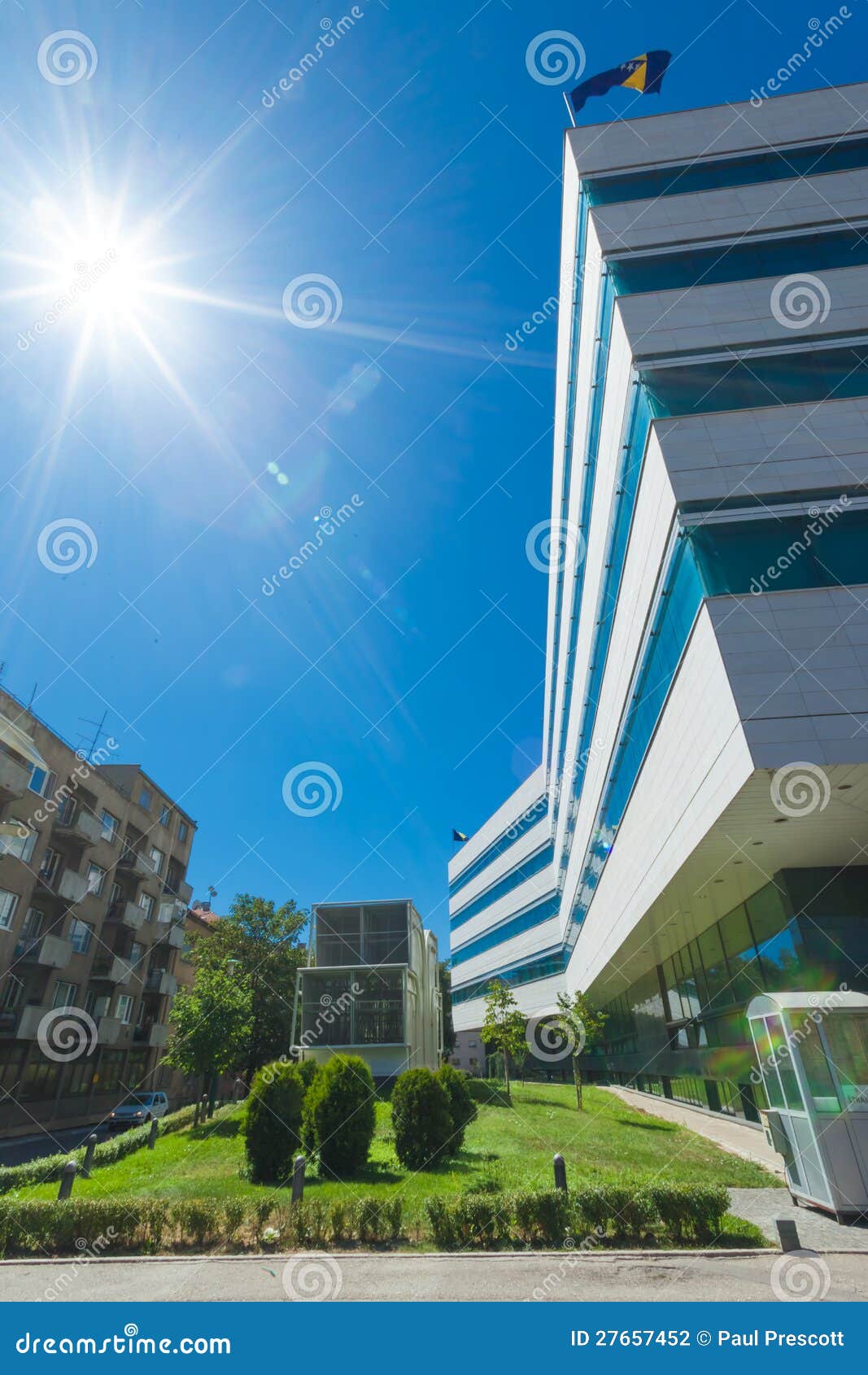 Government Building of Bosnia Stock Photo - Image of reflective, blue ...