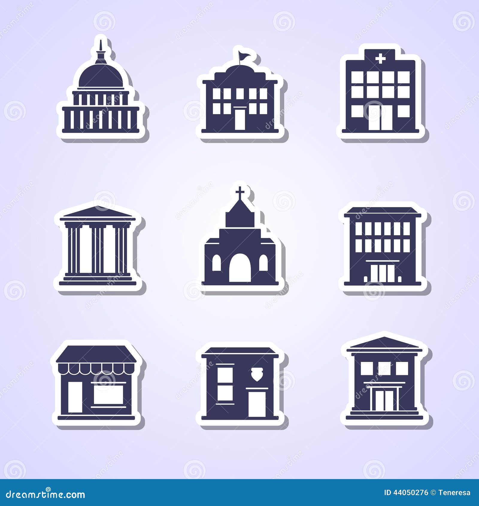 Government building icons stock vector. Illustration of house - 44050276
