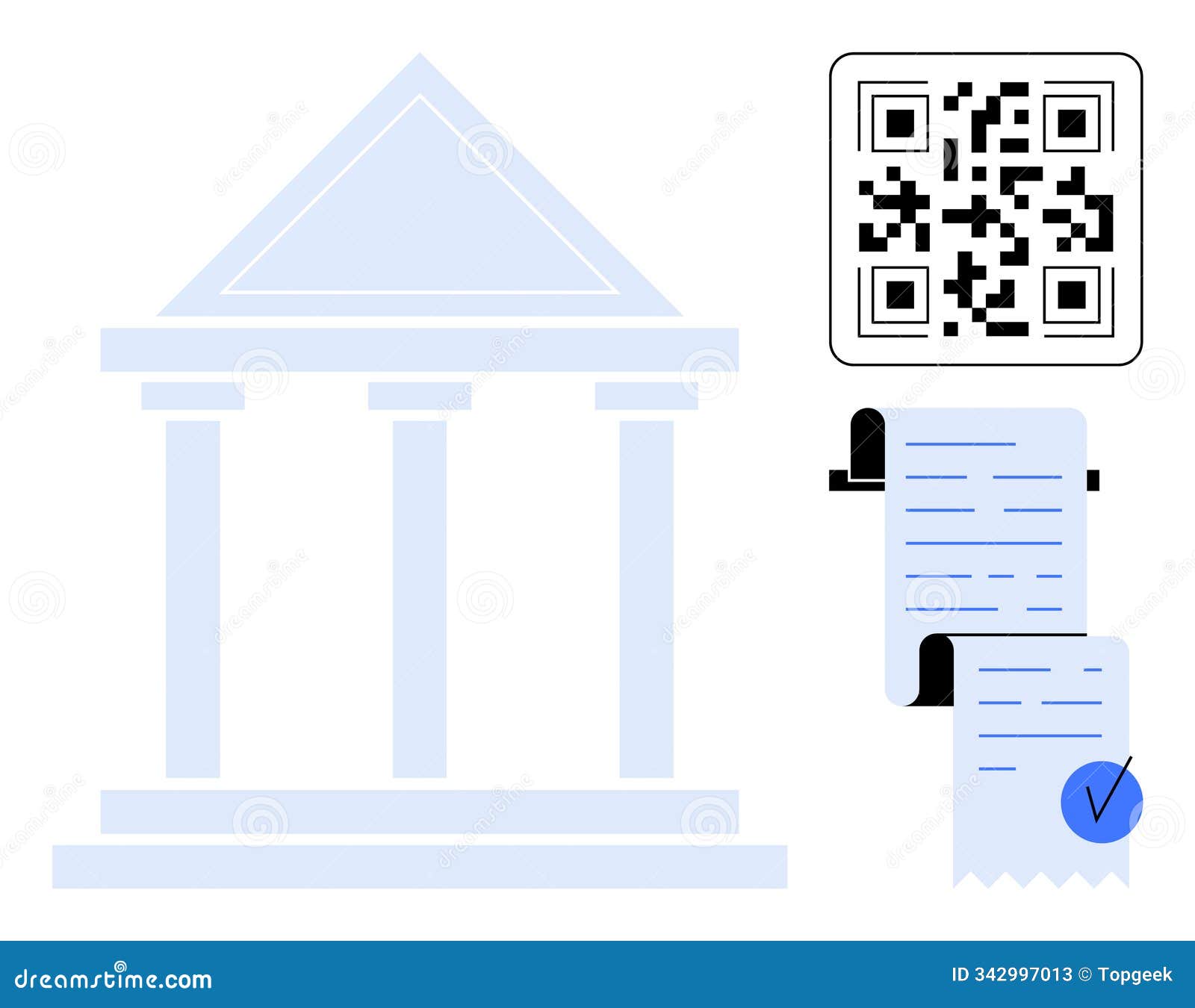 Government Building with QR Code and Printed Document Stock ...